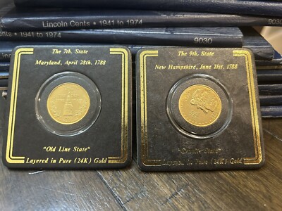 Gold plated Maryland state quarter 2000-P And 2000-D New Hampshire. | eBay