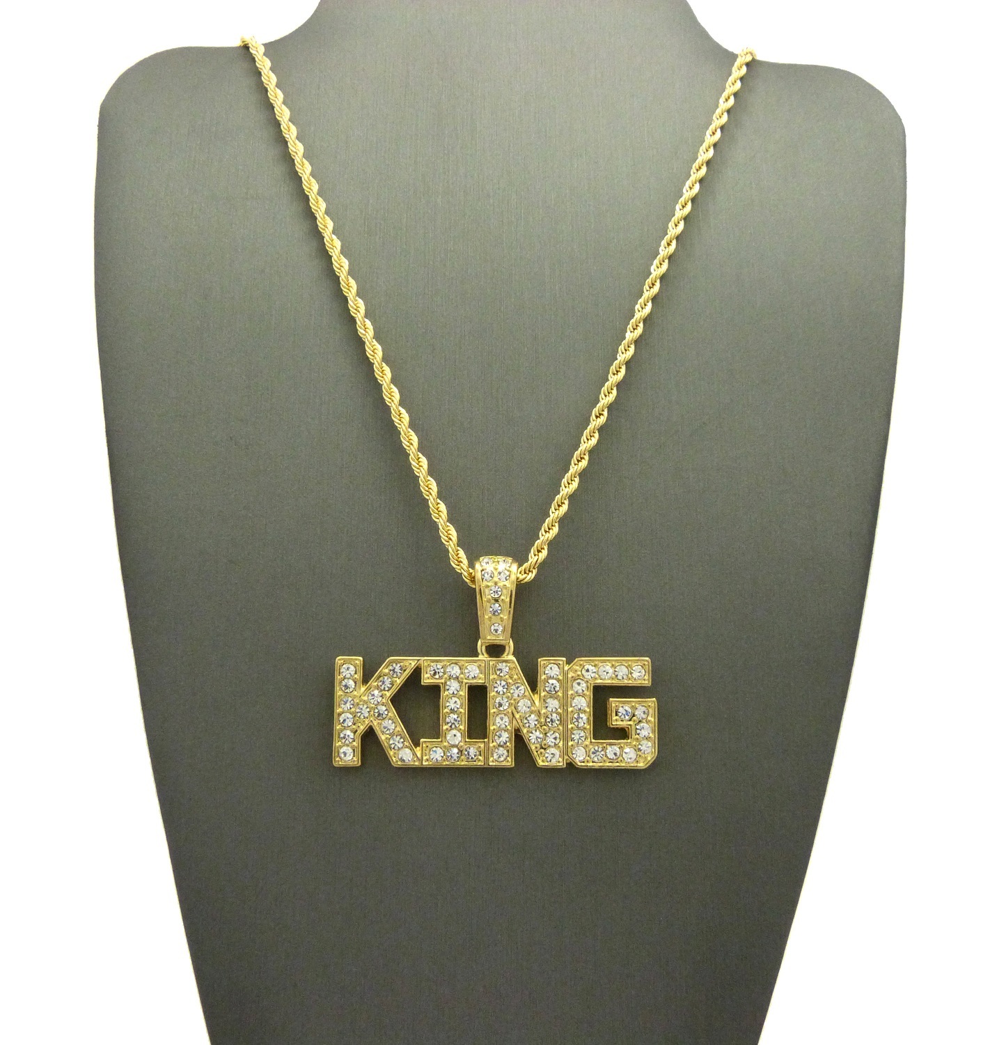 NEW KING PENDANT 24" BOX/CUBAN/ROPE CHAIN HIP HOP NECKLACE - XTP80G | eBay