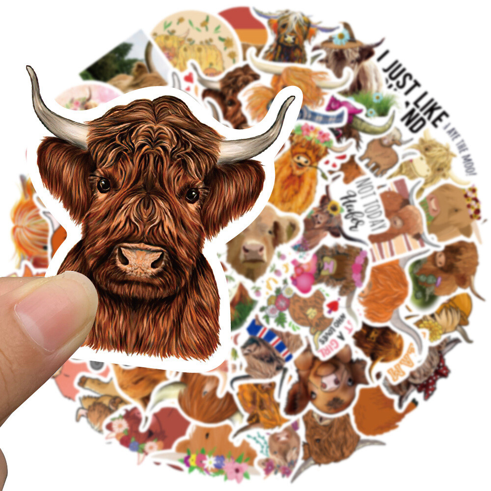 Vache Highland Highland Cow Sticker 2 Pack) Patriotic S Cow Car Decal ...