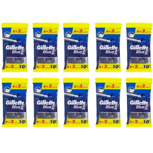 GILLETTE BLUE II 2 lamette due Lame blu 2 per rasatura rasoio manuale ...