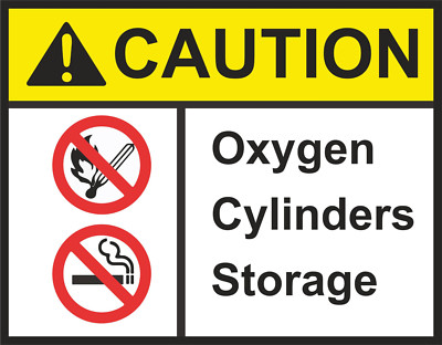 2 X CAUTION OXYGEN CYLINDER WARNING SELF ADHESIVE STICKERS | eBay