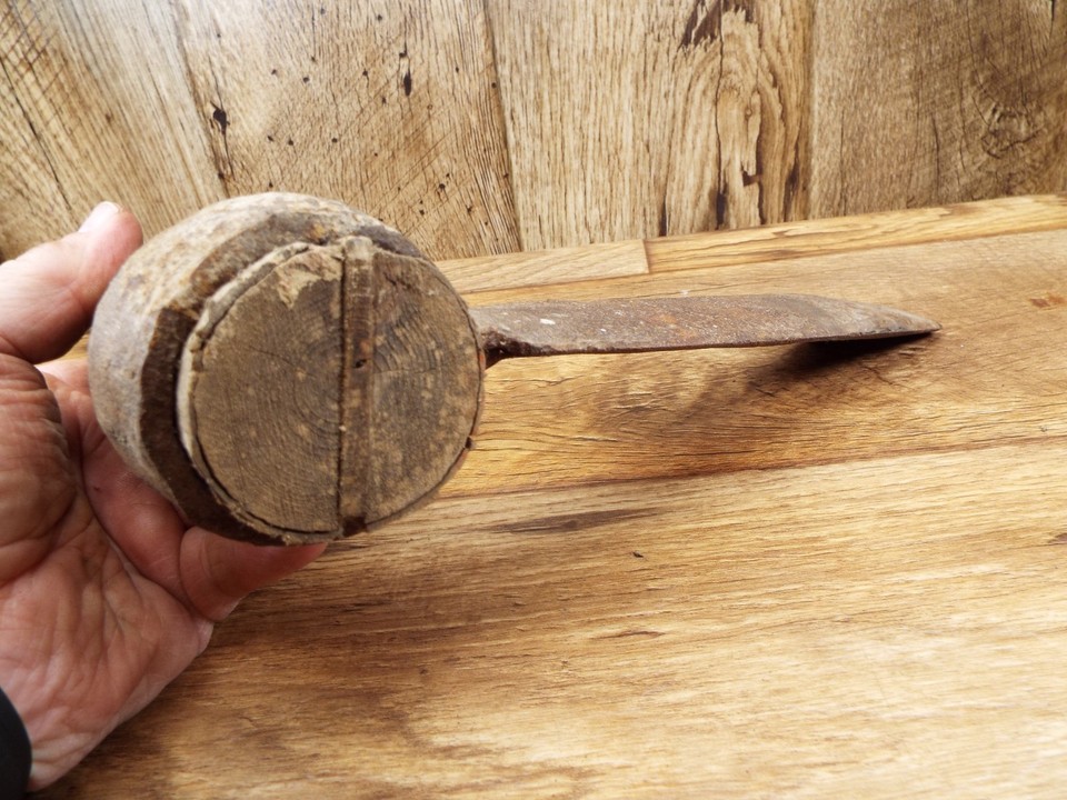 Antique Hand Forged Shingle Shake Splitting Woodworking Froe w/Wooden ...