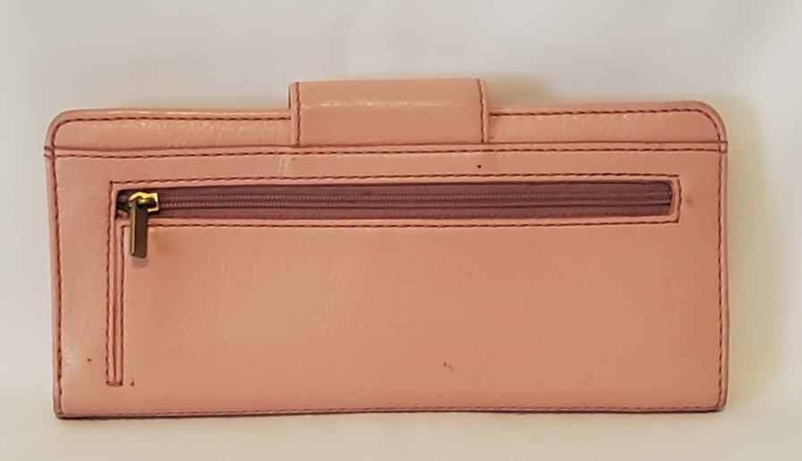 New Fossil Madison Slim Snap Close Wallet Leather Salmon | eBay