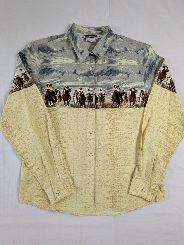 Vintage Panhandle Slim Shirt Mens Pearl Snap Horses Western Cowboy ...
