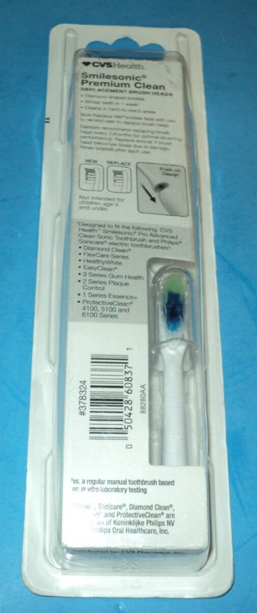 2x2 CVS SmileSonic Premium Replacement Tooth Brush Heads Phillips ...