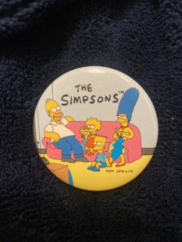Vintage Pinback Button The Simpsons Family on Couch Matt Groening 1989 ...