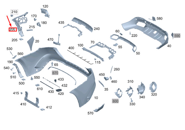 MERCEDES-BENZ GLE W167 REAR LEFT BUMPER MOUNTING RAIL A1678801907 ...