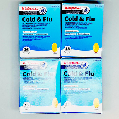 Walgreens Cold & Flu Multi-Symptom Maximum Strength 4PK x 16 Softgels 8 ...