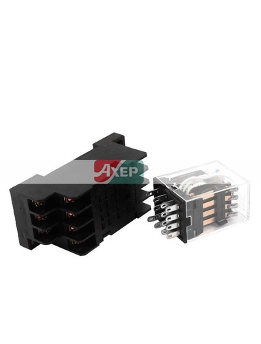 A HH54PL 14 Pin Green LED General Purpose Power Relay w Base Coil DC12V ...