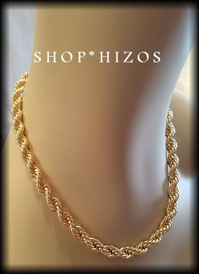 GOLD 5MM 8MM THICK FAT HEAVY TWISTED ROPE CHAIN 16" 18" 21" 25" 30 ...