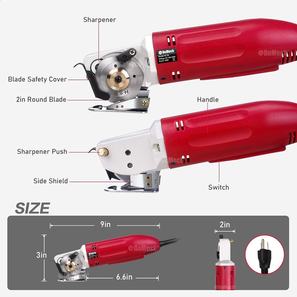 High Speed Electric Rotary Cutter for Fabric, Electric Rotary Scissor ...