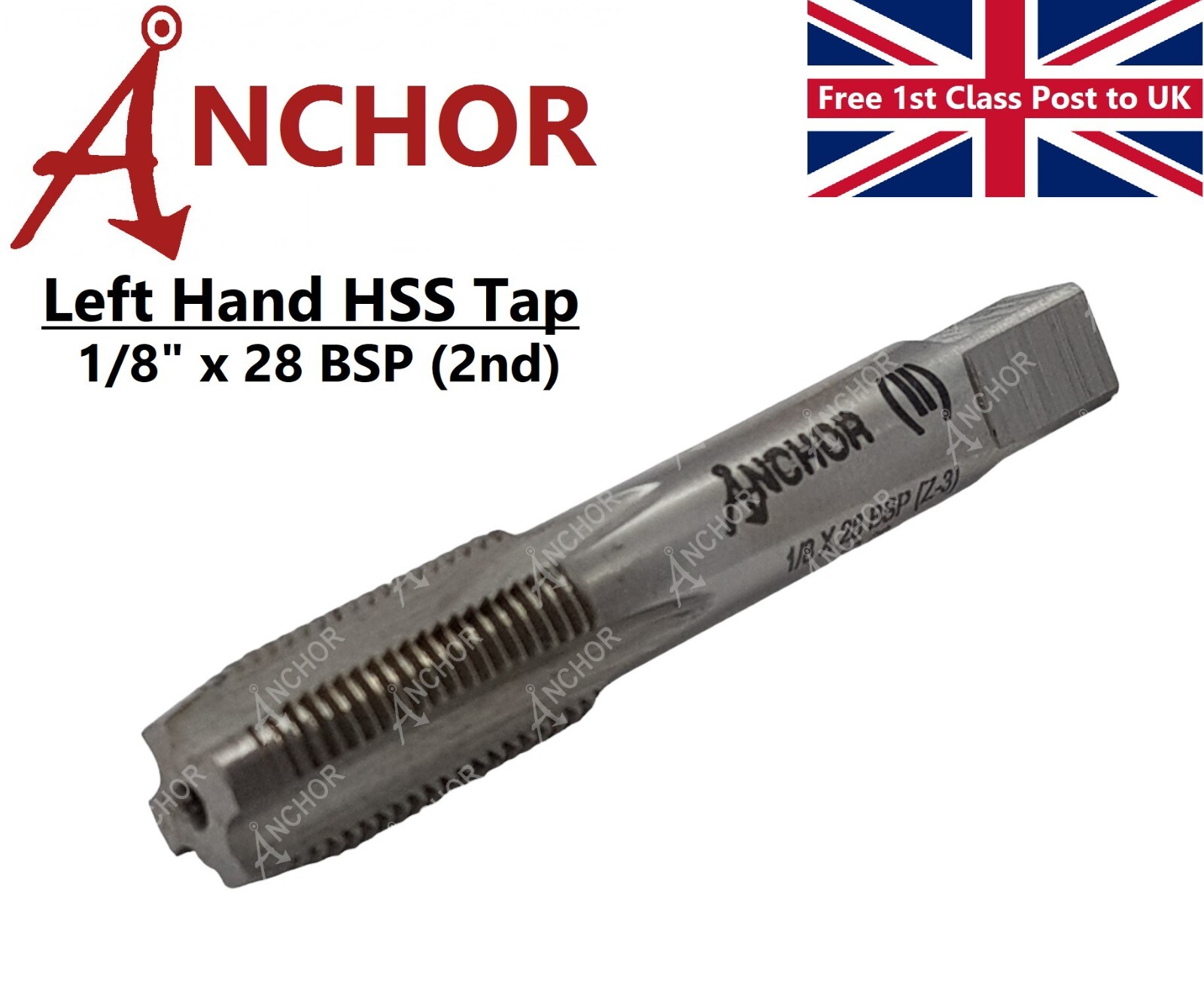 HSS Hand Tap 1/8 x 28 BSP Left Hand British Standard Pipe Thread Plug ...