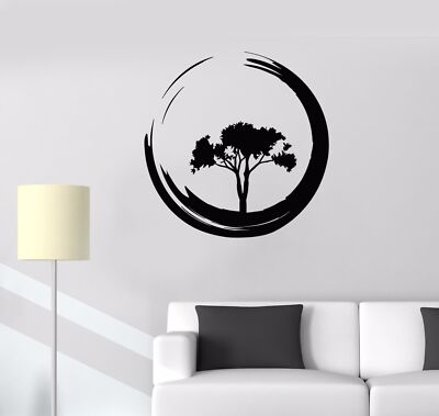 Vinyl Wall Decal Tree Circle Enso Zen Buddhism Yoga Stickers (617ig) | eBay
