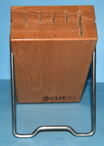 Cutco Knife Block 5 Slot Space Saver Oak Wooden with Metal Folding ...
