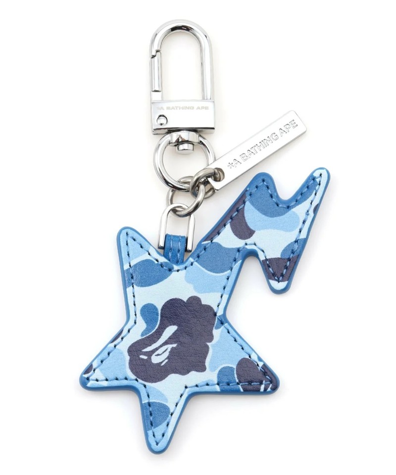 A BATHING APE Keychain ABC CAMO Pattern STA with Logo Plate 1L80182001 ...