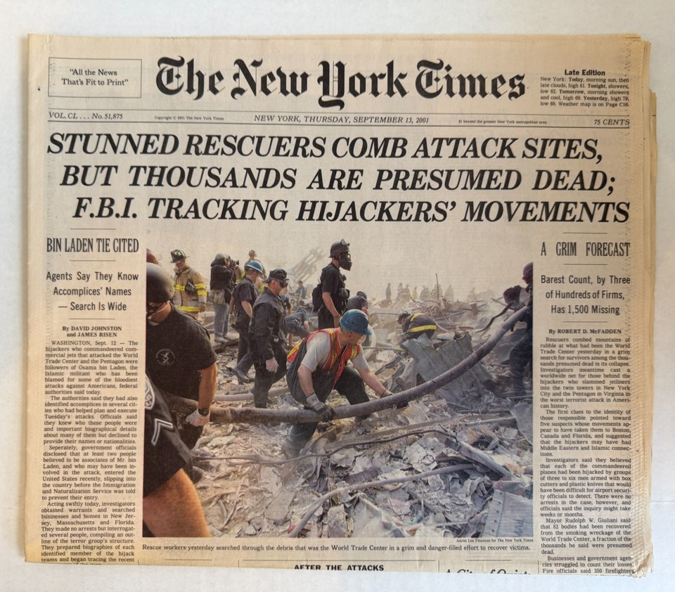 9/11 September 11, 2001 Newspaper & Magazine Collection + 2 American ...