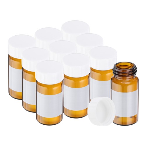10pcs 20ml Small Brown Glass Vials with White Screw Cap Glass with ...