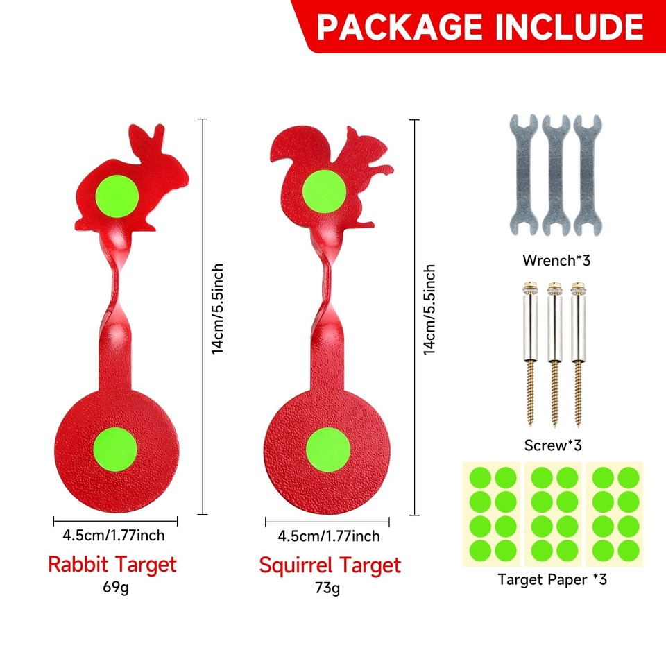 BB Gun Targets Set Spinning Steel - Bear, Bird, Rooster for Airsoft ...