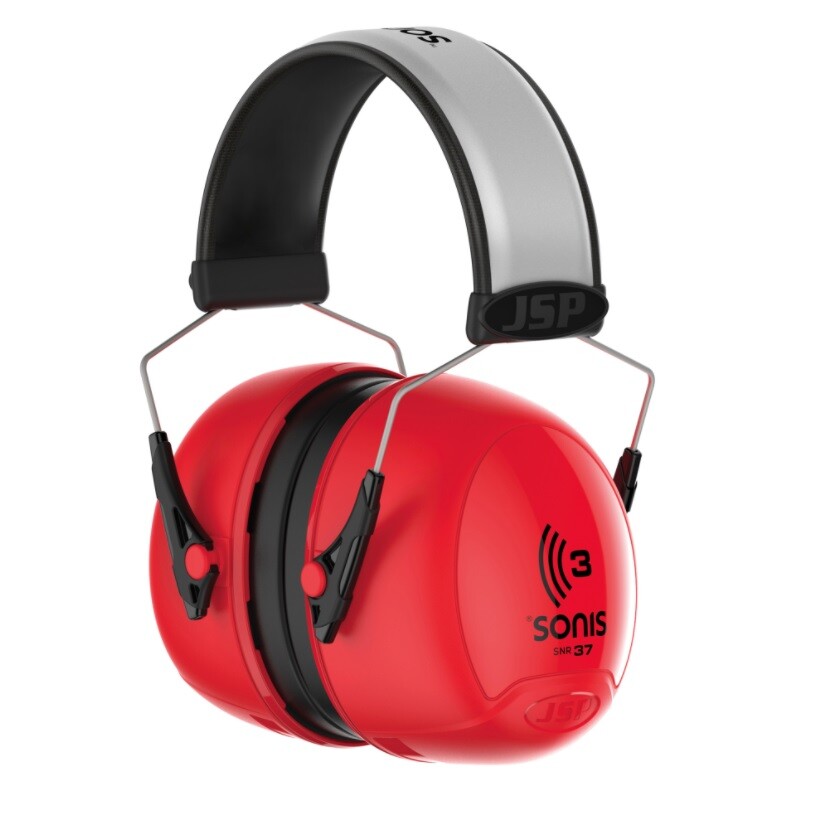 JSP Sonis Compact Adjustable Ear Defenders - SNR 32 - Black or Red ...