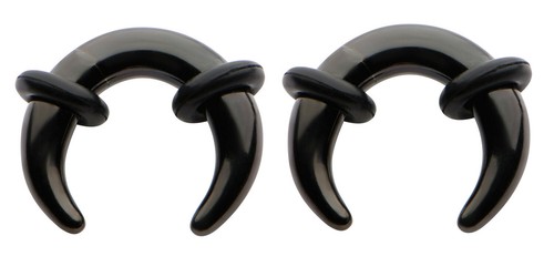 Pair 6g 4mm Black Steel Ear Plugs Tapers Pinchers Horseshoes Gauges ...