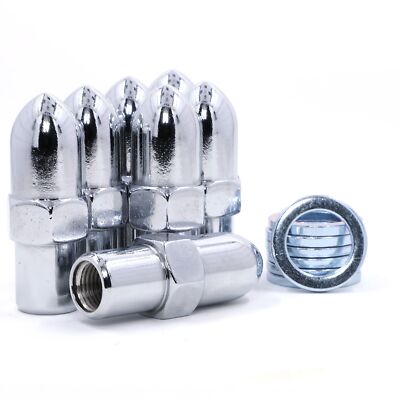20 Lug Nuts 1/2" Chrome Bullet Mag Wheel Nut .75 Shank 1/2-20RH fits ...