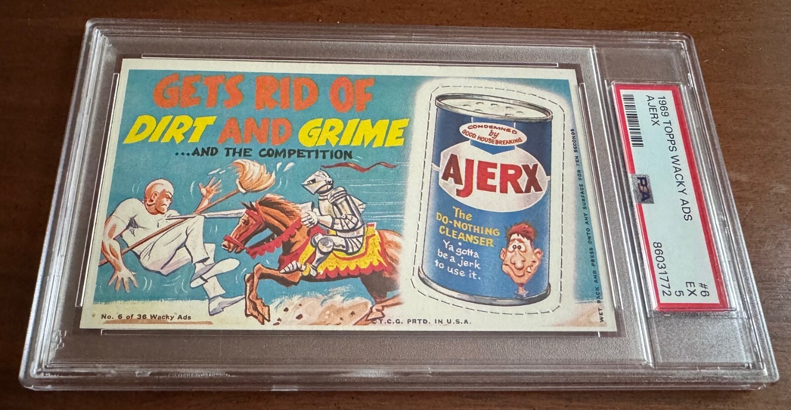 1969 Topps Wacky Ads #6 PSA 5 EX - Ajerx spoof of Ajax - TOUGH ONE | eBay