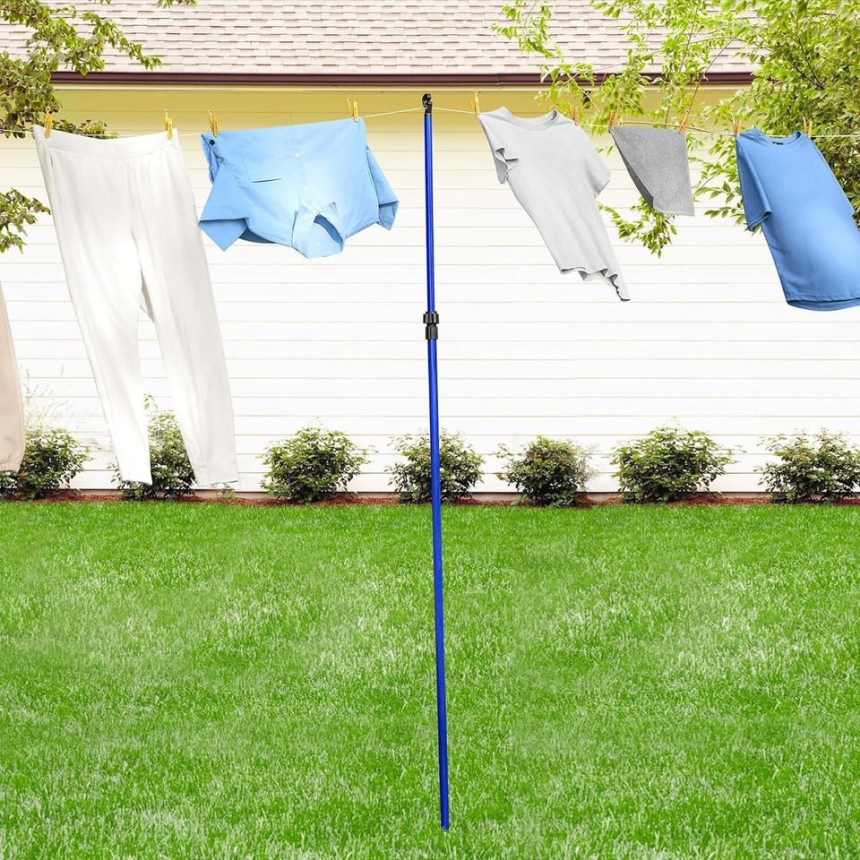 X2 CLOTHES WASHING LINE PROP SUPPORT EXTENDABLE POLE HEAVY DUTY ...