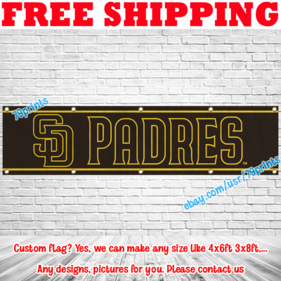 Deluxe San Diego Padres Team Logo Banner Flag 2x8 ft Fan Home Decor MLB ...