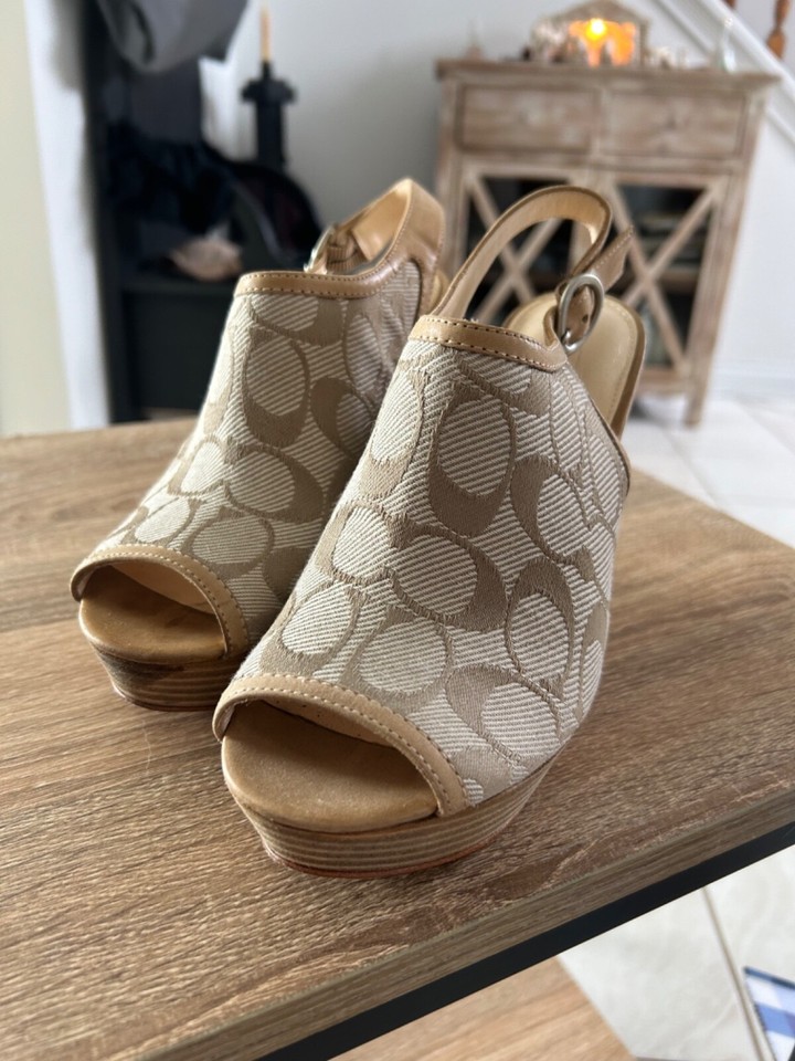 Coach High Wedged Open Toes Sandals women size 6 used | eBay