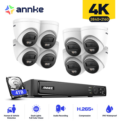 ANNKE 12MP 8CH NVR 4K POE Audio Security Camera System Outdoor Color ...