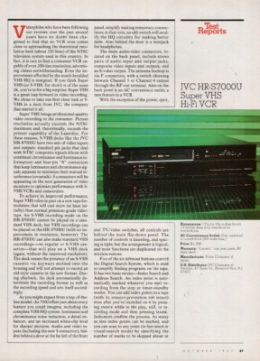 JVC - HR-S7000U VCR - Full Original Test Report - 1987 | eBay