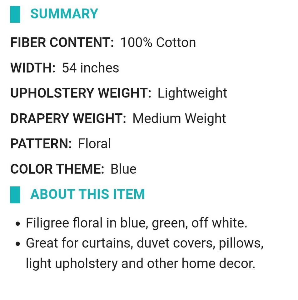 PLK Studio Filigree Duck Juniper Fabric 2yds + Bonus | eBay