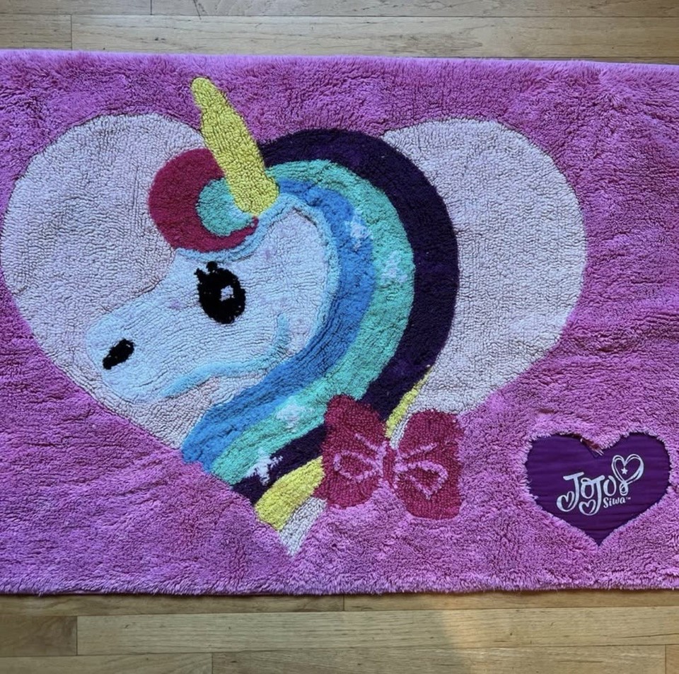 JoJo Siwa Unicorn Pink Bow Heart Kids Medium 30” x 48” Rug | eBay