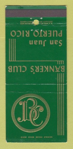 Matchbook Cover - Banker's Club San Juan Puerto rico 30 Strike | eBay