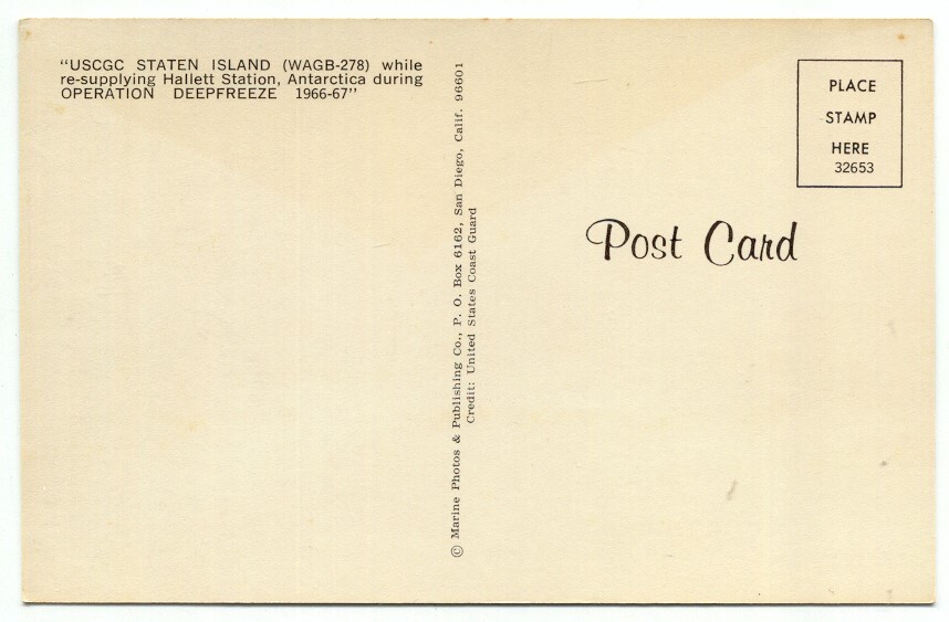 USCGC US Coast Guard Cutter Staten Island WAGB-278 Antartica Postcard ...