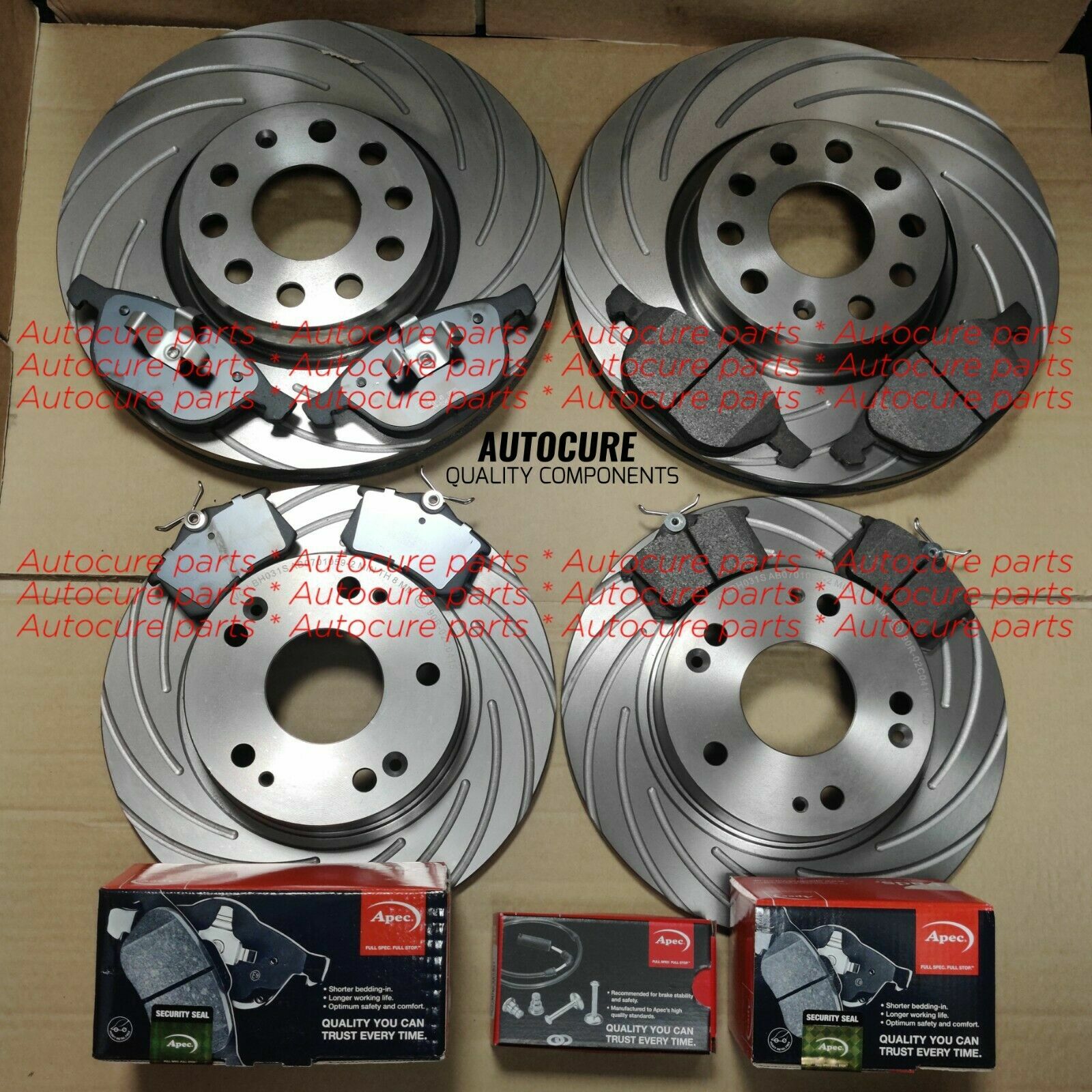 FITS MINI HATCH JCW R56 1.6 12-16 GROOVED FRONT & REAR DISCS APEC ...
