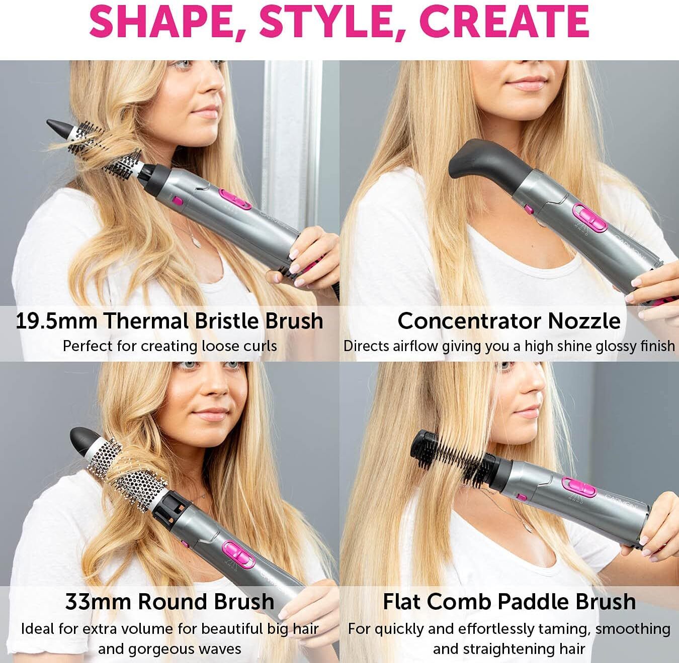 Hot Air Styler - Carmen C81071 Neon 1000 W 4-in-1 in Grey/Pink | eBay UK