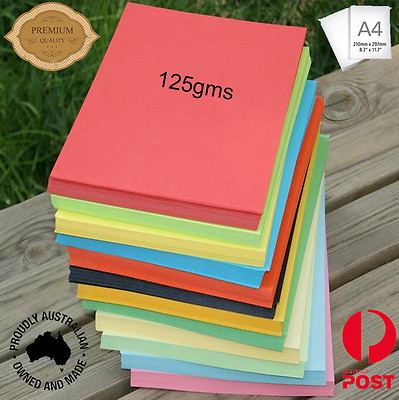 100 x 125gsm A4 Coloured Card Cardboard Paper DIY Craft Handicraft ...