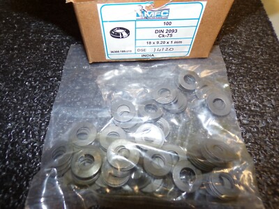 Lot of (100) Disc Spring, Type A (Heavy), DIN 2093 A Steel, 18X9.2X1MM ...