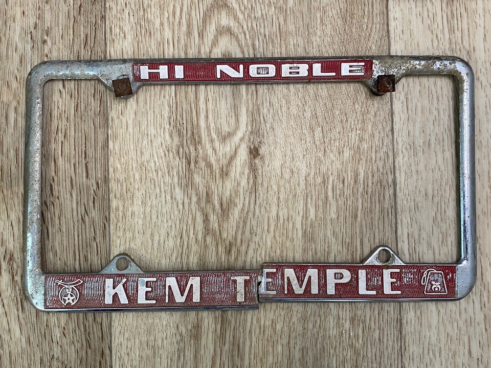 Vintage Kem Temple License Plate Holder Zinc Alloy Frame Hi Noble ...