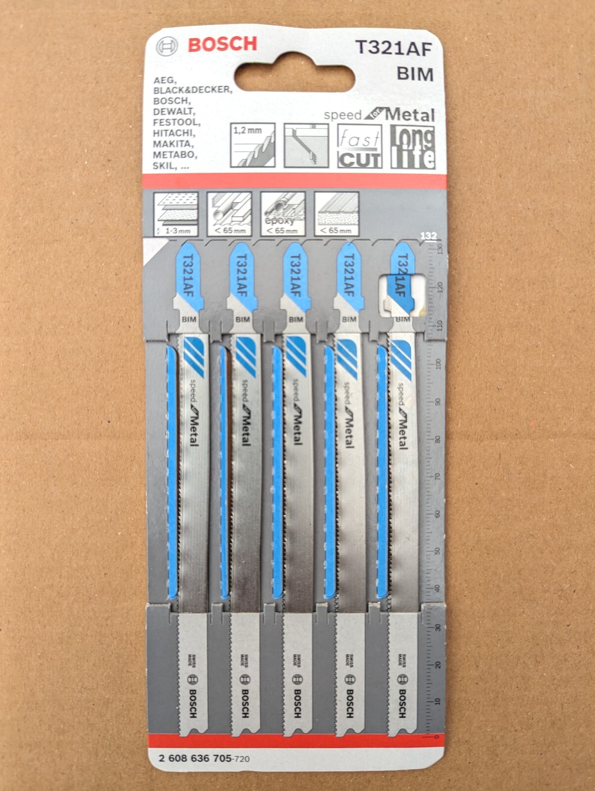 BOSCH PRO T321AF 132MM LONG JIGSAW BLADES FOR METAL T321AF PACK OF 5 ...