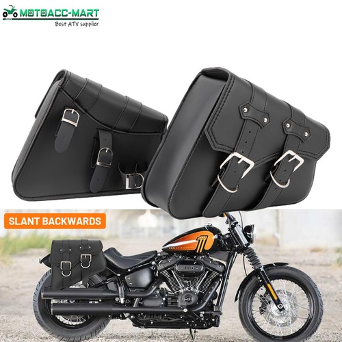For Harley BMW PU Leather Pouch Panniers Black Side Motorcycle ...