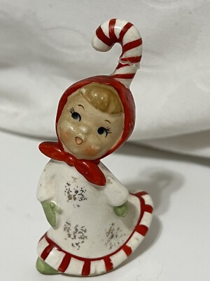 Vintage Lefton Candy Cane Girl Pixie Signed Geo Lefton 625 | eBay