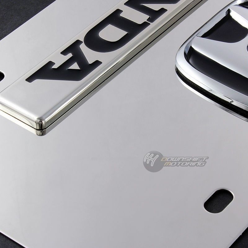 2pcs HONDA ACCORD Black Stainless Steel License Plate Frame w/ Cap ...