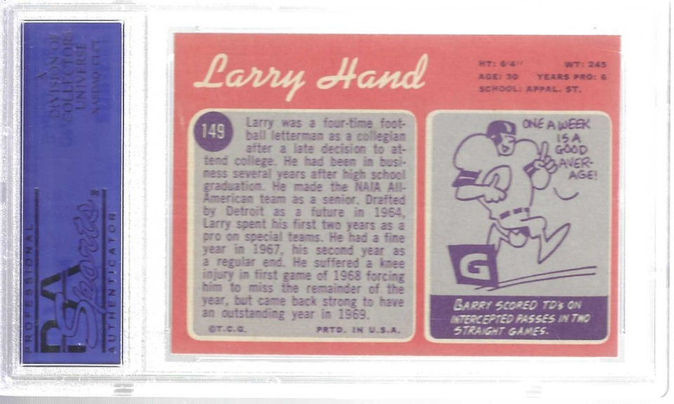 1970 Topps #149 Larry Hand PSA 8 | eBay