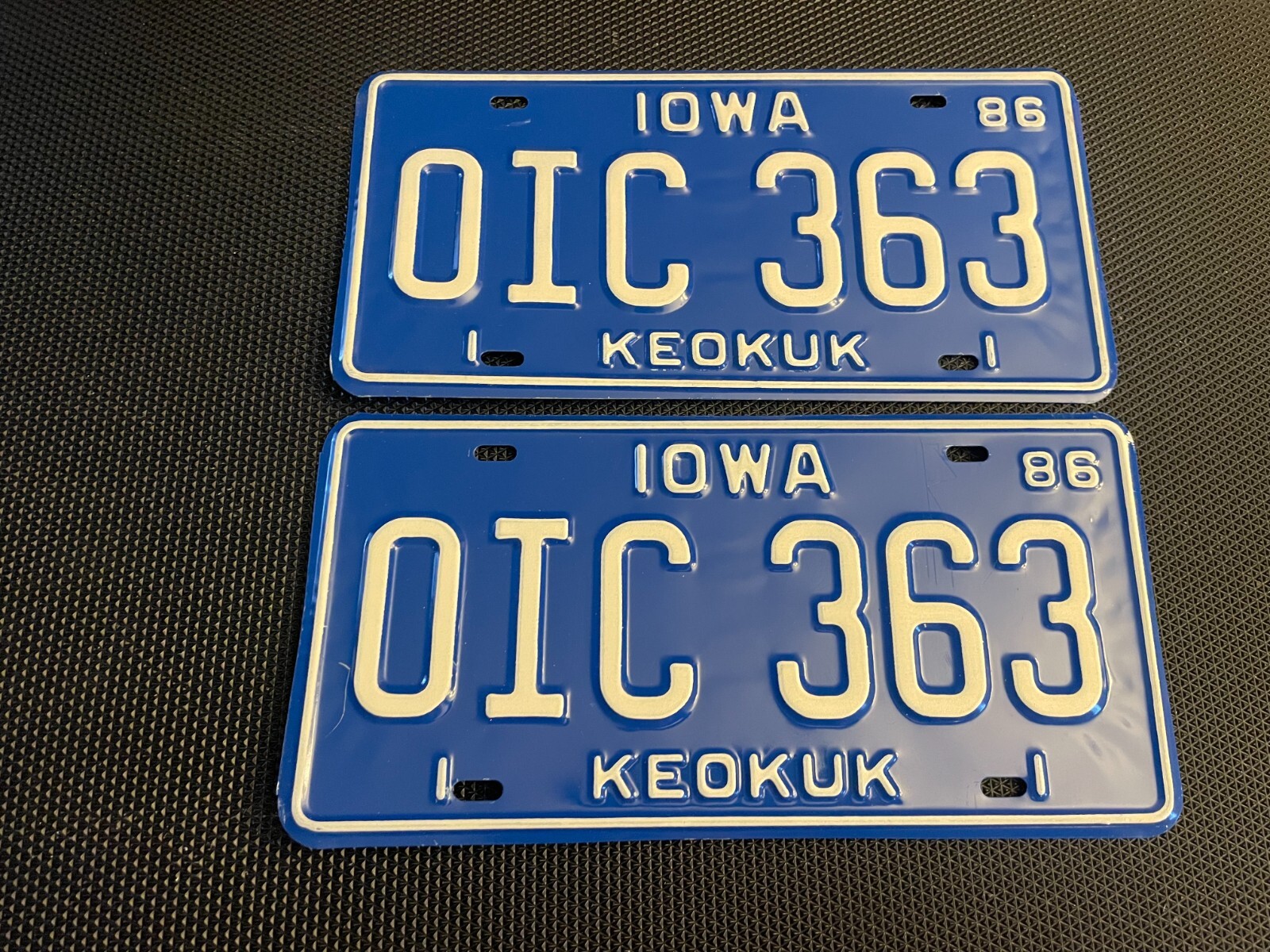 IOWA LICENSE PLATE KEOKUK COUNTY 1986 BASE PAIR OF PLATES OIC 363 PLATE ...
