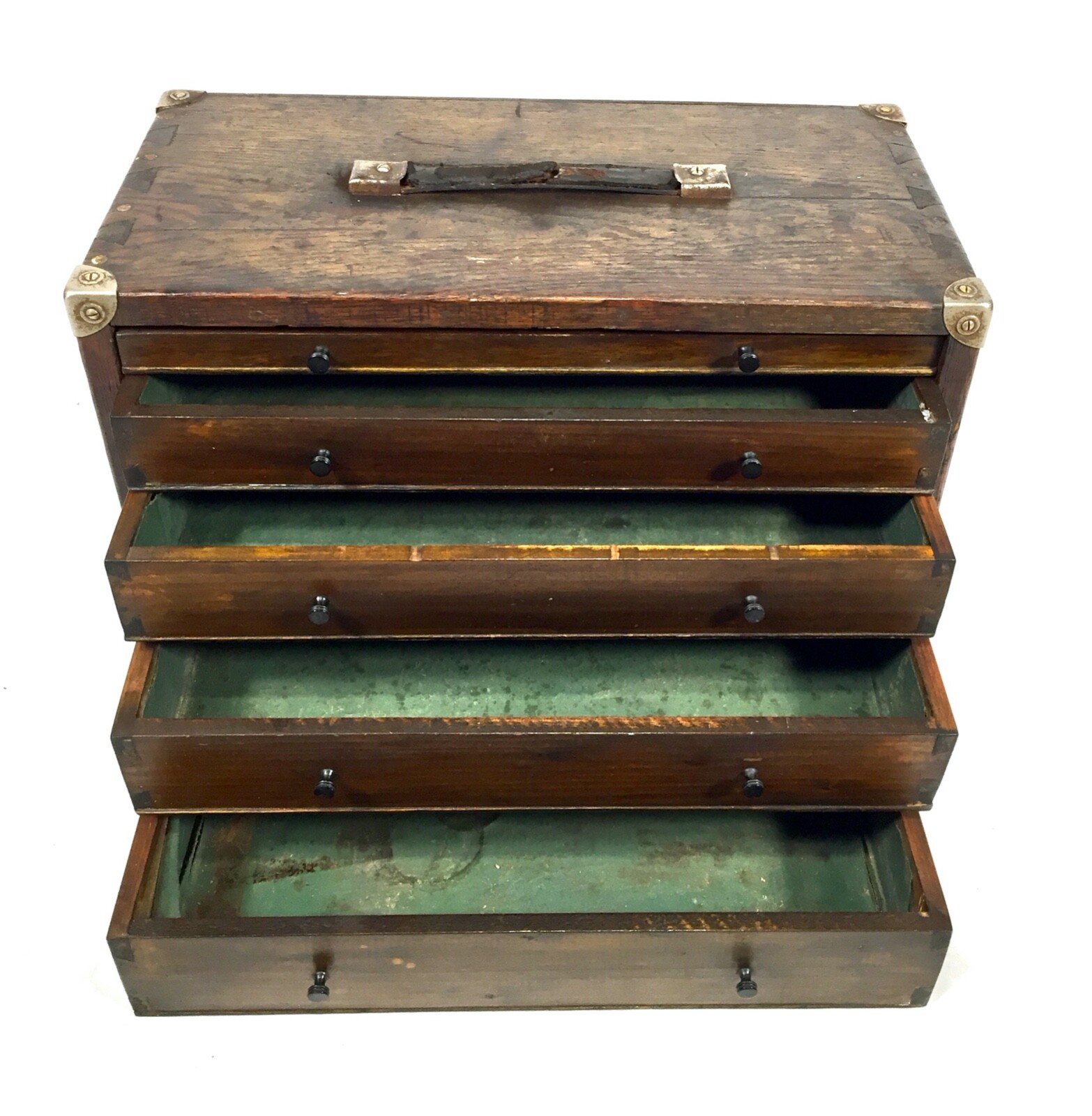 Antique Wooden Oak Engineers Toolbox / Tool Box / Collectors Cabinet ...