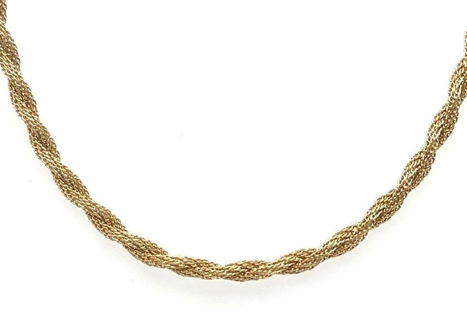 FINE VINTAGE MESH BRAIDED ROPE CHAIN SOLID 14K YELLOW GOLD 18” LONG | eBay