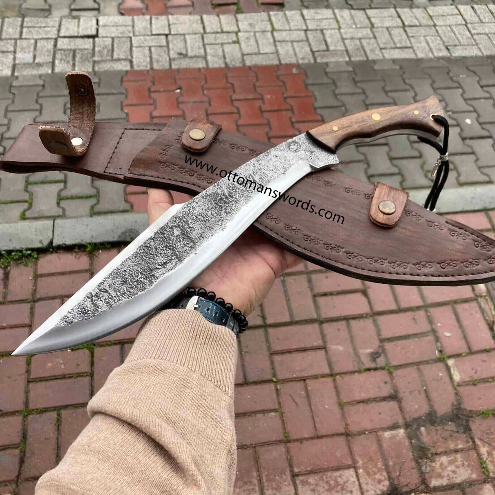 Hand Forged Kukri Machette Knife Carbon Steel Blade and Wooden Handle Full Tang | eBay