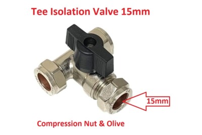 15mm Isolation Tee Valve with Thumb Handle Compression Fitting Service ...